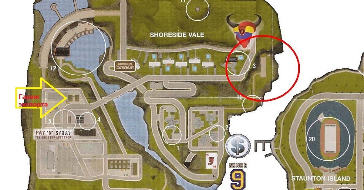 GTA 3 Месторасположение гаража импорта-экспорта в Shoreside Vale | Пикабу