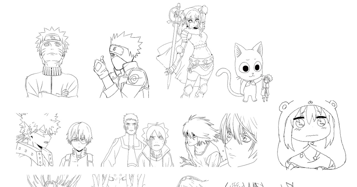 Раскраски аниме, макеты и шаблоны для печати и гравировки | Пикабу