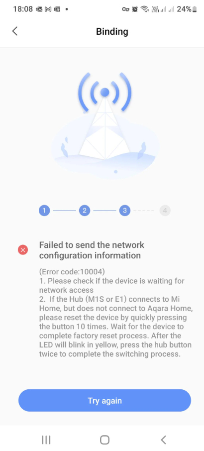 Aqara hub m2 и ошибка подключения 10004 \ 10010 | Пикабу
