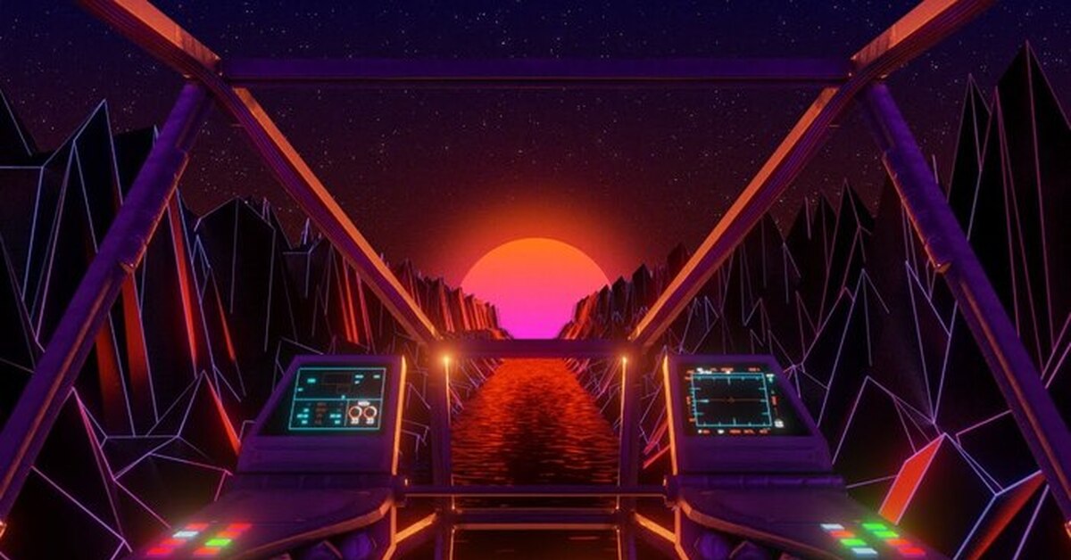 Synthwave VJ looping animation made in Blender | Пикабу