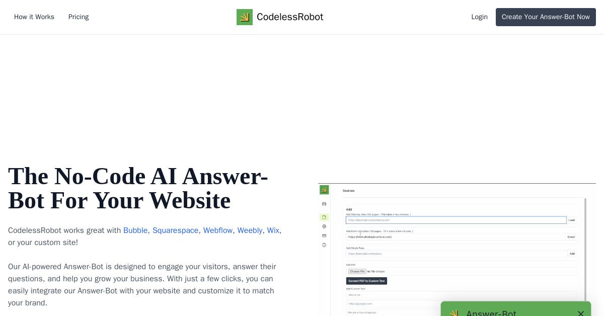 CodelessRobot: Создайте настраиваемого AI Answer-Bot для платформ ...