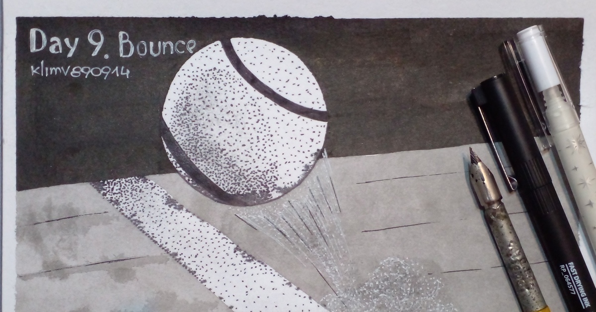 Inktober 2023. #9 "Bounce" | Пикабу