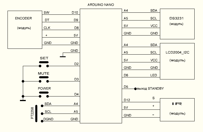PT2258 — 6-и канальный регулятор громкости (2) (Arduino) - 24.09.23 06: ...