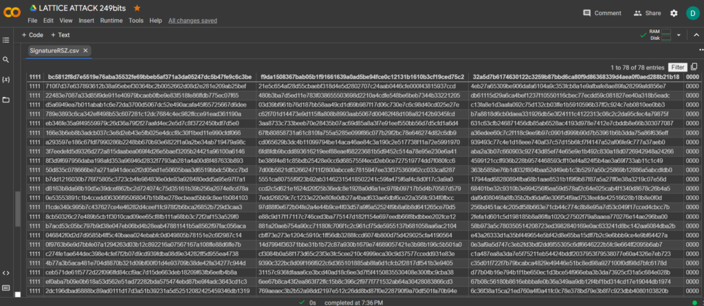 LATTICE ATTACK 249bits решаем проблему скрытых чисел с использованием 79 signatures ECDSA - 01. ...
