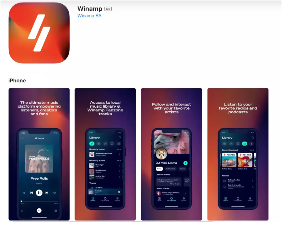 На iPhone вышел легендарный плеер Winamp - 22.01.24 13:34 | Пикабу